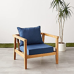 Amazon Basics Deep Seat Outdoor Patio Seat and Back Cushion Set 25 x 25 x 5 inches and 28 x 22 x 5 Inches, Insignia Blue