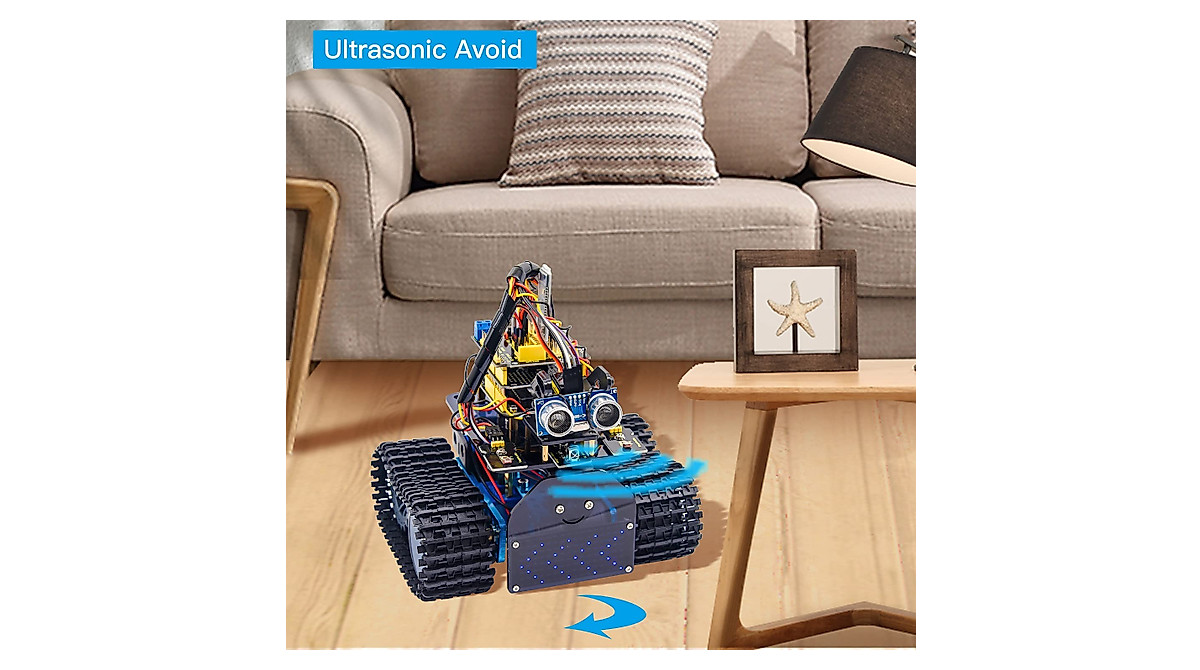 KEYESTUDIO Mini Tank Robot V2 Kit for Arduino - Light & Obstacle Avoidance
