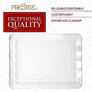 Prestee 12 Plastic Serving Trays 9x13 Inches Rectangular Disposable Serving Trays and Platters for Parties, Clear Plastic Tray for Food, Trays for Serving Food, Party Platters and Trays (12-Pack)