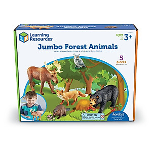 Learning Resources Jumbo Forest Animals - 5 Pieces, Ages 3+ Pretend Play Animals for Toddlers, Preschool Learning Toys, Kids Play Animal Figures, Zoo Animals
