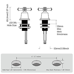 RKF Faucet- Replacement Classic Cross Knobs Handles with Valve Faucet Accessory Faucet Parts Faucet Kit Matt Black W033