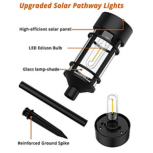 DOESLAG Solar Pathway Lights, 8 Pack Solar Lights Outdoor Waterproof, Glass Solar Landscape Lights Outdoor Garden Lights for Yard Walkway Driveway, Auto On/Off, Easy-to-Install