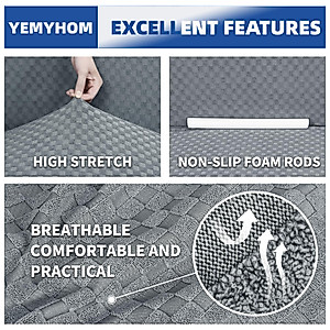 YEMYHOM Couch Cover Latest Jacquard Design High Stretch Sofa Covers for 2 Cushion Couch, Pet Dog Cat Proof Loveseat Slipcover Non Slip Magic Elastic Furniture Protector (Loveseat, Light Gray)