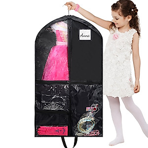 1 Pack Kids Garment Bags for Dance Costumes,Breathable Dance Costume Garment Bag for Competition,Waterproof Hanging Garment Bag 40 Inch Clothes Bag for Dance Costumes,Skating,Theatre
