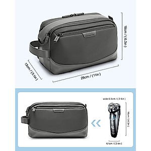 BAGSMART Toiletry Bag for Men, Large Travel Toiletry Organizer, Dopp Kit Water-resistant Shaving Bag for Toiletries Accessories - Grey