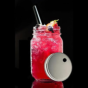 Jarming Collections- Reusable Smoothie, Iced Coffee Glass Jars with 16oz Mason Cups, Lids, Glass Straws, Bubble Tea Accessories, Environment Conscious, Pack of 4