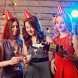 Uiifan 12 Pieces 40th 50th 60th Shot Glasses Necklace Birthday Plastic Cups Necklace on Beaded for Birthday Party Anniversary Supplies, Black and Rose Gold(50th)