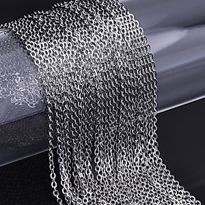 33 Feet Stainless Steel DIY Link Chain Necklaces with 20 Lobster Clasps and 30 Jump Rings for Jewelry Making (2.5 mm)