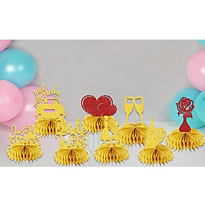 8 PCS Engagement HoneyComb Centerpiece, Bachel*rette Party Decorations Honeycomb Centerpieces, Bridal Shower Engagement Party Decorations Sign