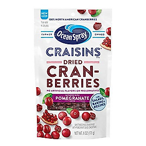 Ocean Spray® Craisins® Pomegranate, Dried Cranberries Infused with Pomegranate Juice, Dried Fruit, 6 Oz Pouch (Pack of 1)
