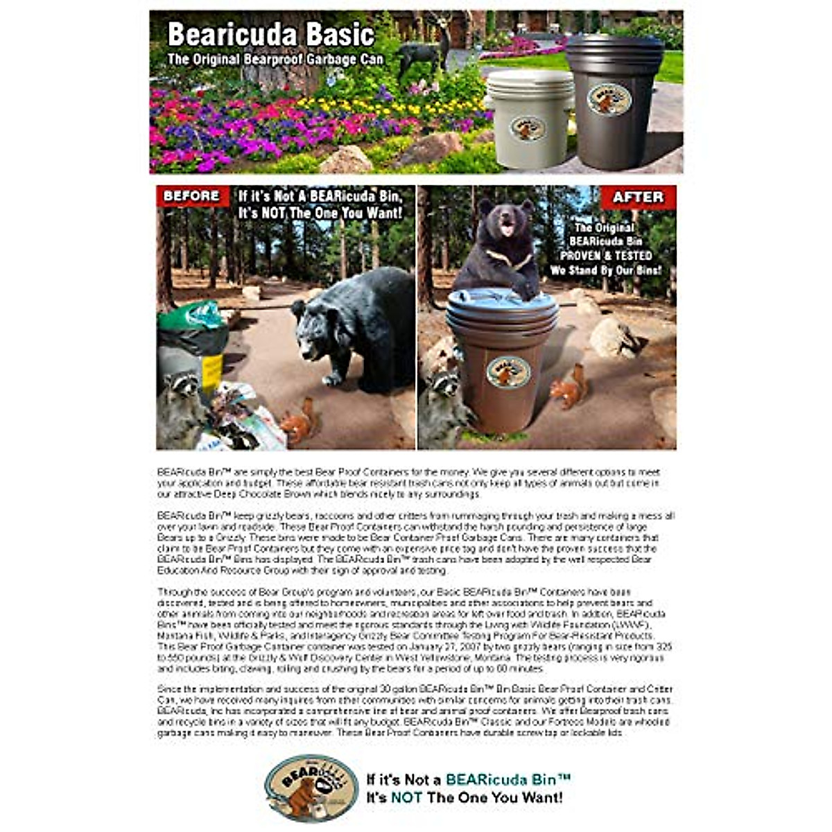 30 Gallon Bearicuda Basic Bear-Resistant Trash Can with Screw-top Lid is airtight to Seal in Odors