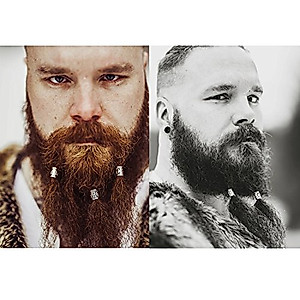 81Pcs Hair Tube Beads Norse Vikings Runes Hair Beard Beads for Bracelets Pendant Necklace DIY,Braiding Beads for Hair Braids Viking Beads Kits(Include 2Pcs Pull Hair Pin & Viking Suede Bag)