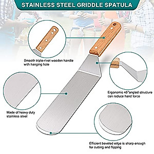 Leonyo 26 Piece Griddle Accessories, Flat Top Grill Accessories Stainless Steel Griddle Spatula with Metal Scraper, Burger Press, Melting Dome, BBQ Grilling Tools for Outdoor Kitchen Hibachi Grill