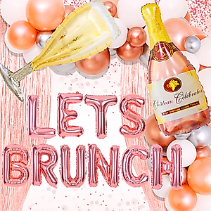LaVenty 43 PCS Lets Brunch Decoration Brunch and Bubbly Bridal Shower Decoration Lets Brunch Sign Banner Floral Bridal Shower Decoration