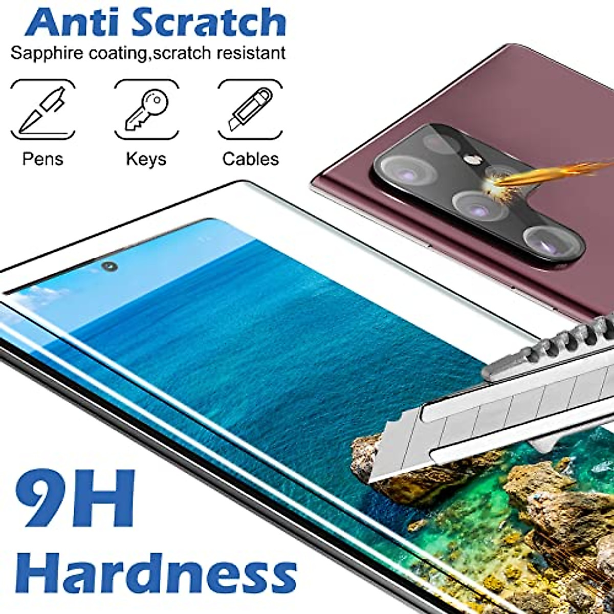 Coliary [2+2 Pack] Galaxy S22 Ultra Screen Protector, 9H Tempered Glass, Ultrasonic Fingerprint Support, 3D Curved, HD Clear Scratch Resistant for Samsung Galaxy S22 Ultra 5G Glass Screen Protector