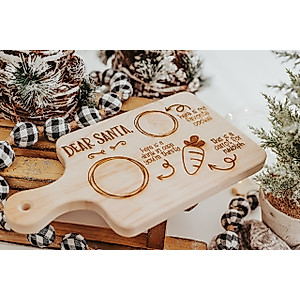 Legacy and Light Engraved Wooden Santa Cookie Plate for Christmas Traditions, Board for Santa Claus and Reindeer for Milk and Cookies
