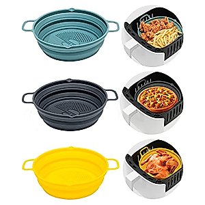 Air Fryer Silicone Pot - Foldable & Reusable Air Fryer Silicone Liner - Easy Cleaning Air Fryer Oven Accessories - No Need to Clean the Air Fryer, For 3 to 5 QT