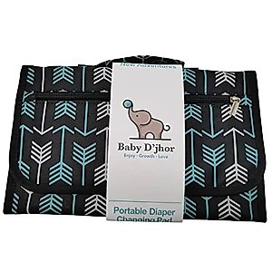 Portable Diaper Changing Pad by BabyDJhor, Open with One Hand, Unisex Baby Style, Excellent to Travel, Camping, Vacations, Gift, Register List and More. Newborn and Infant.