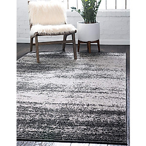 Unique Loom Del Mar Collection Area Rug - Lucille (9'x 12' Rectangle, Dark Gray/ Ivory)