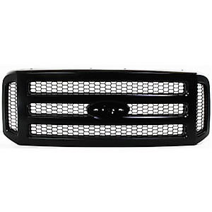 Evan Fischer Grille Assembly Compatible with 2005-2007 Ford F-250 Super Duty, Fits 2005-2007 Ford F-350 Super Duty, Fits 2005-2007 Ford F-450 Super Duty Painted Black Shell and Insert FO1200457