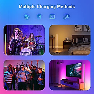 bedee RGB LED Corner Floor Lamp: Dimmable Corner Floor Lamp with Music Sync and 16 Million DIY Colors, Color Changing Standing Lamp with Smart Bluetooth APP and Remote Control for Living Room Bedroom