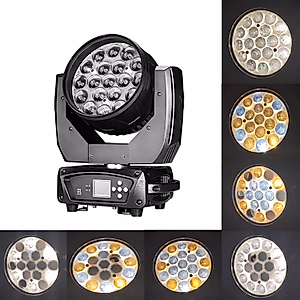 Boulder Pro 19x15W Zoom Wash Moving Head with Variable White Warm White Plus Cool White 2in1 LEDs Ideal for Church, Theater, Studio, Stage,Events, etc… (1pc Packed)