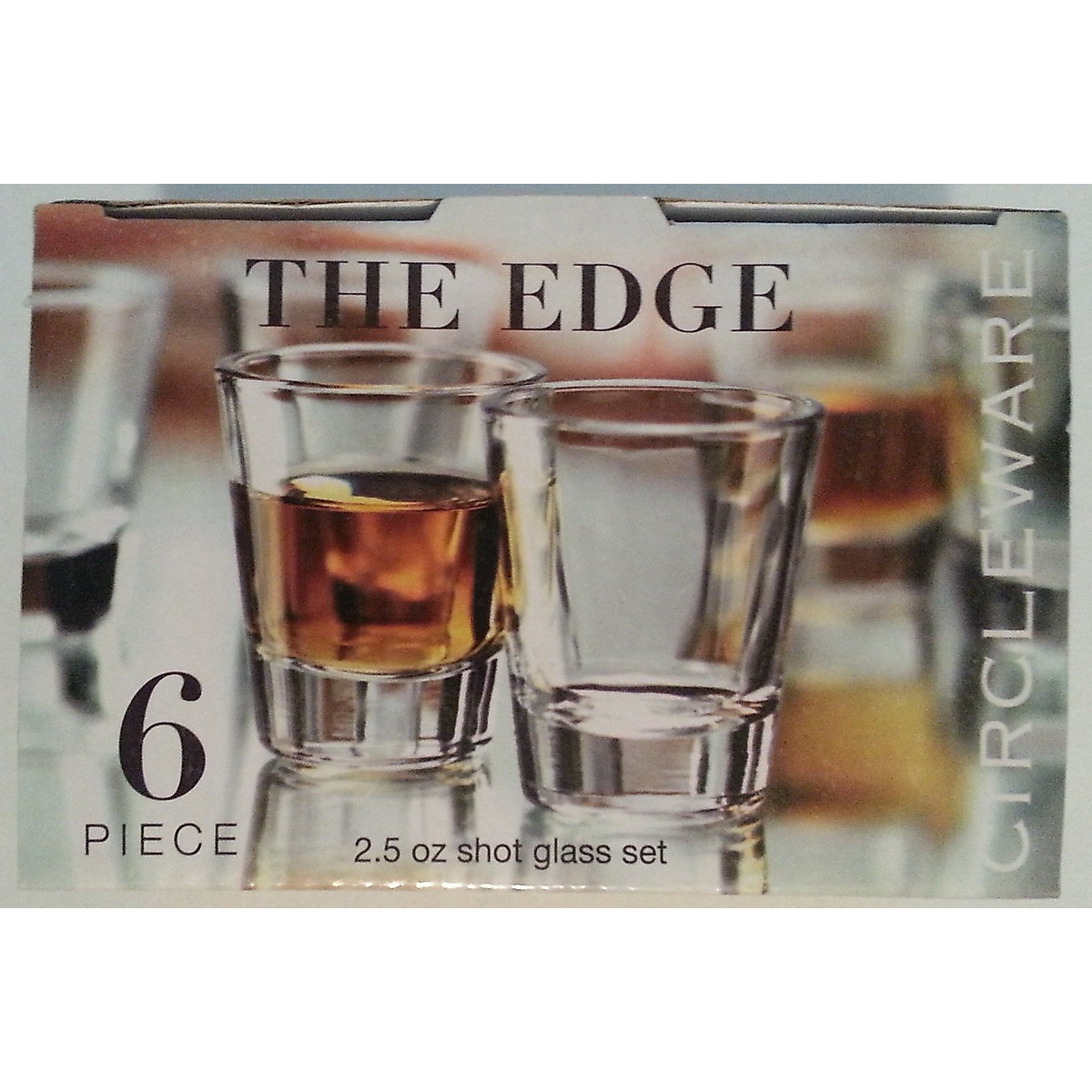 Circleware Edge Shot Glasses, Set of 6, 1.5 oz., Clear