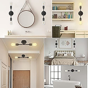 2-Light Black Vanity Wall Sconces Light Fixtures, Industrial Bathroom Vanity Lights, Matte Black Porch Wall Lamp，Modern Farmhouse Industrial Mirror Wall Lights for Living Room, Bedroom, Hallway