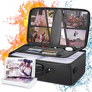 DEEGO Photo Storage Box, Fireproof Waterproof Photo Organizer Box with 16 Inner Photo Storage Box, Durable Large Capacity Photo Storage Containers Photo Case for Photos,Picture,Valuables