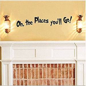 DNVEN Quotes Decals Oh The Places You'll Go Wall Stickers Removable DIY Vinyl Word Arts Murals for Children Bedrooms Family Playrooms Classrooms 35 inches x 6 inches