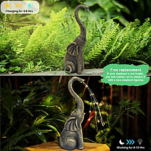 IVCOOLE Garden Statues Elephant Decor with LED Solar Lights - Set of 2 Good Luck Christmas Elephant Gifts for Women,Outdoor Statues Yard Decor for Patio,Porch,Home - Unique Housewarming Gifts