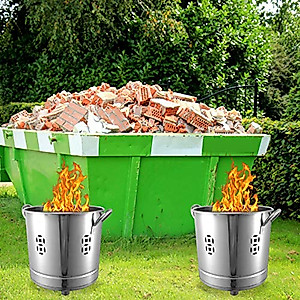 Happyyami 2Pcs Stainless Steel Burn Barrel Incinerator Cage Fire Pit Metal Garden Fire Cage Yard Debris Burn Incinerator Bin for Garden Paper Leaf Trash Wood Backyard Bonfire Silver 30cm