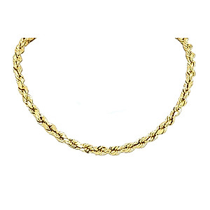 Yellow Gold Diamond Cut Rope Chain Real Solid 14k 16" to 26", 3.0mm (22)