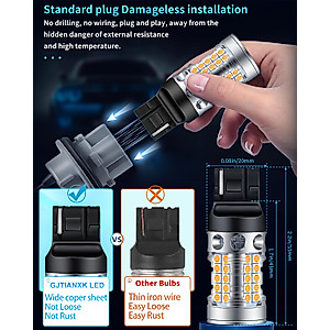 GJTIANXK 7440 LED Bulbs for Turn Signal Lights Amber Yellow 2200K Extremely Bright CANBUS Error Free T20 7440A 7440NA 7441 WY21W LED Bulbs Replacement (Pack of 2)