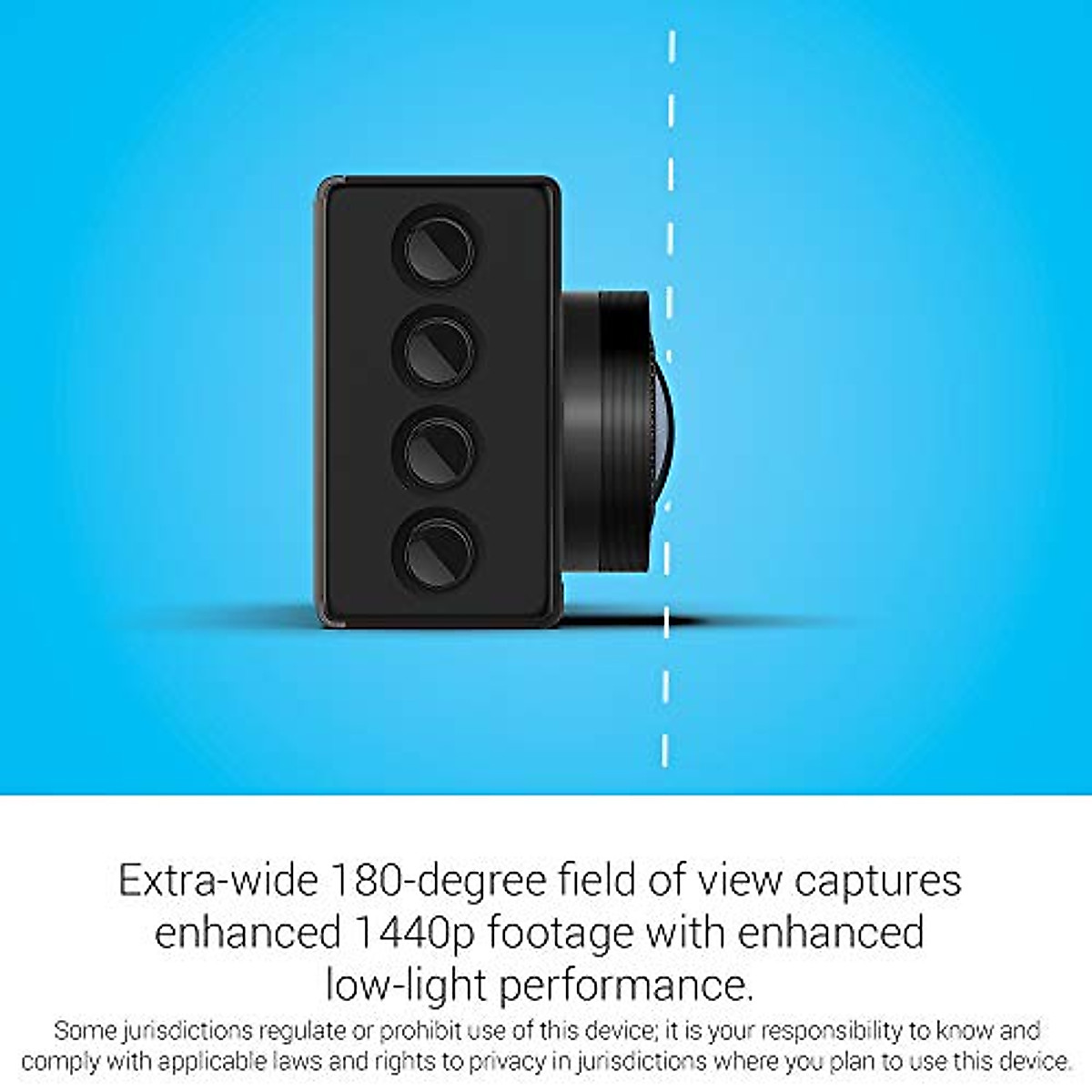 Garmin Dash Cam 66W, Extra-Wide 180-Degree Field of View In 1440P HD, 2" LCD Screen and Voice Control, Very Compact with Automatic Incident Detection and Recording , Black