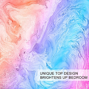 BlessLiving King Bed Sets for Girls Pastel Duvet Cover Set 3-Piece Ombre Bedding Cute Marble Pattern for Kids Teens, Pastel Pink Blue and Purple, 1 Duvet Cover & 2 Pillowcase (King)