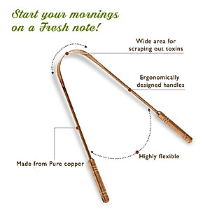 Sarveda Ayurvedic Copper Tongue Cleaner | Tongue Scraper for Healthy Oral Health Suitable for Adults & Kids (Pack of 2)