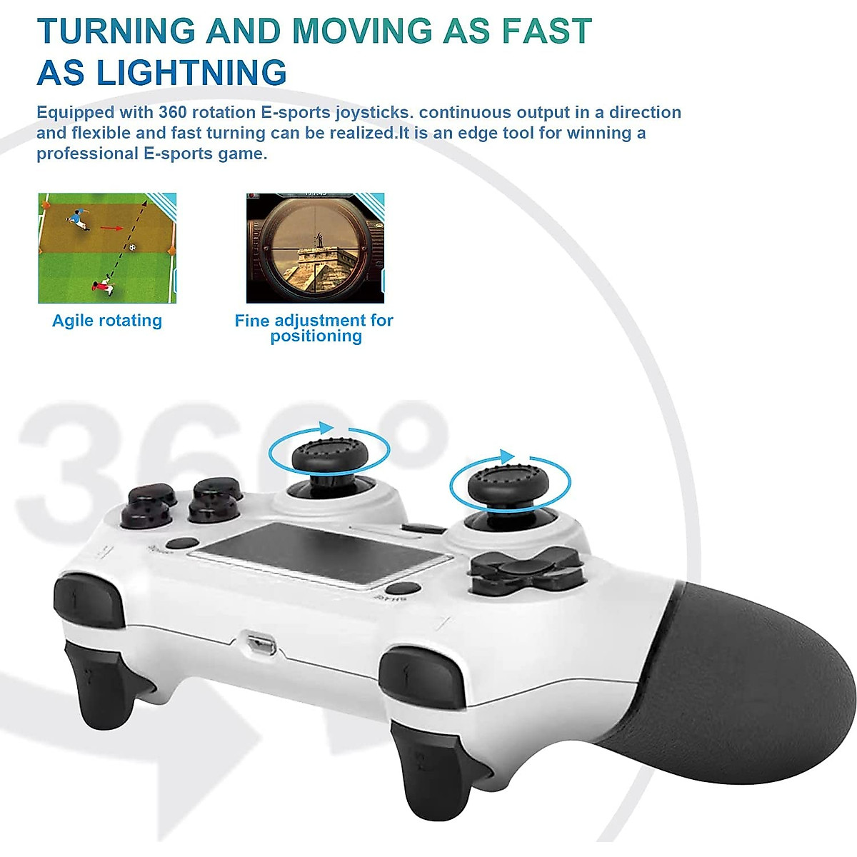 SADES PS-4 Wi'reless Controller Gamdpad for Playstation 4/ PS-4 Pro Console, Remote Joystick with Enhanced Responsiveness, Motion Motor/LED Lights/Audio Function/Anti-Slip Design(Ship from USA)