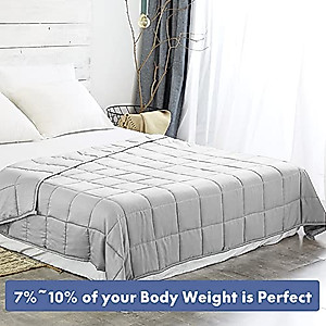 Weighted Blanket 15 Pounds for Adults 60"x 80" 15lbs Perfect for 150-170 lbs Queen Size Use on Queen Bed Soft Material with No Leaking Glass Beads (Light Gray)