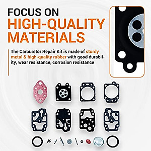 BlueStars K20-WYL Carburetor Rebuild Kit with Primer Bulb - Compatible with WYL WYL Series Carb & Shindaiwa R200 S200 230 T2500 XS200 XT2500 Gx22 GT1100 CS221 - Replaces 753-04014 615-873