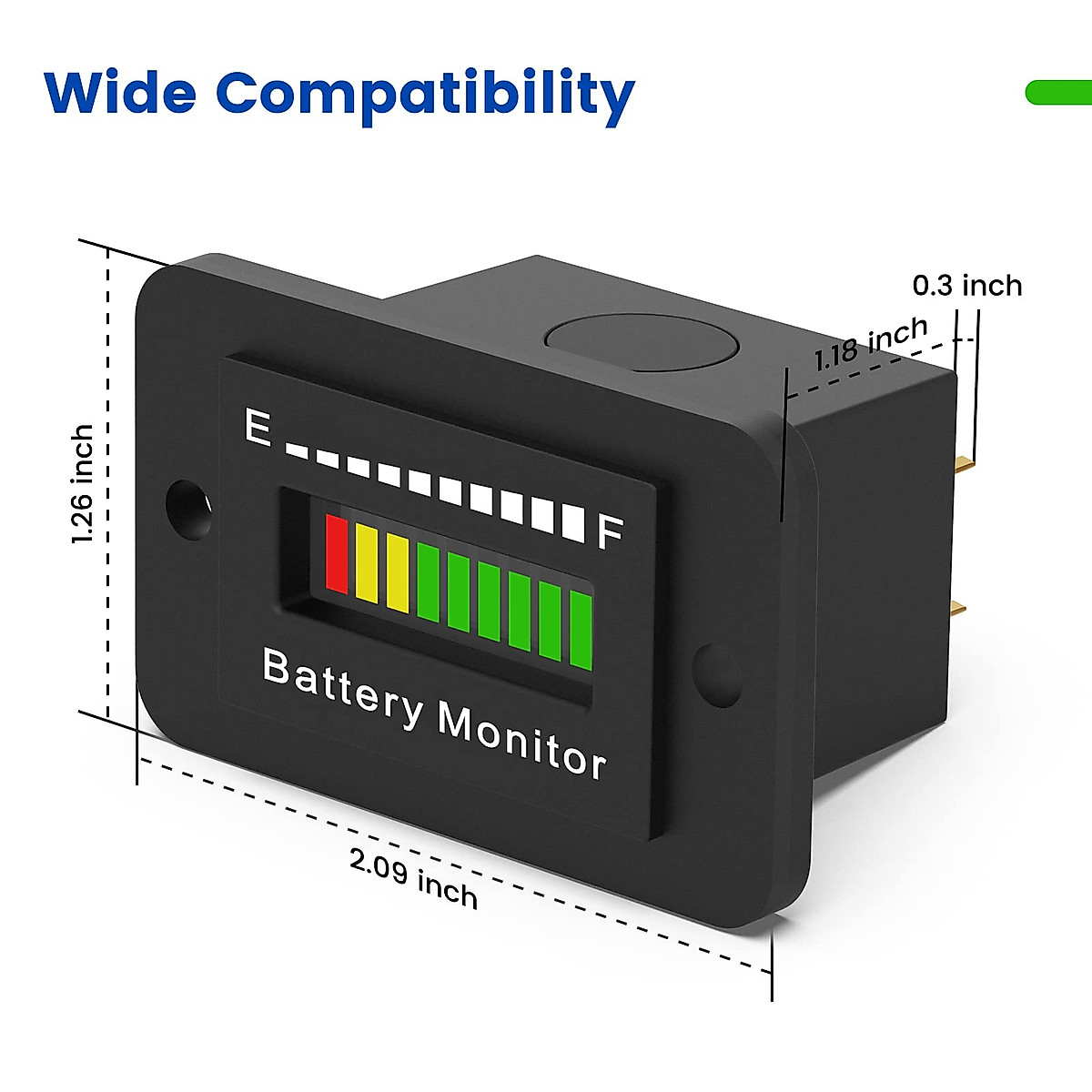 LED Battery Level Indicator, Universal Golf Cart Battery Meter Support 12V 24V 36V 48V 60V 72V Battery Monitor Lithium Battery Lead Acid Battery Fuel Gauge Meter for Ezgo Go Club Car