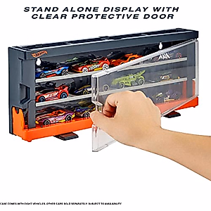 Hot Wheels Race Case with 8 Toy Cars, Interactive Display & Storage for 12 1:64 Scale Vehicles, Connects to Track