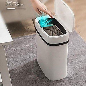 WENLII Intelligent Sensor Trash Can Toilet Automatic Cover Narrow Seam Garbage Bin Toilet Paper Basket Electric Living Room Creative