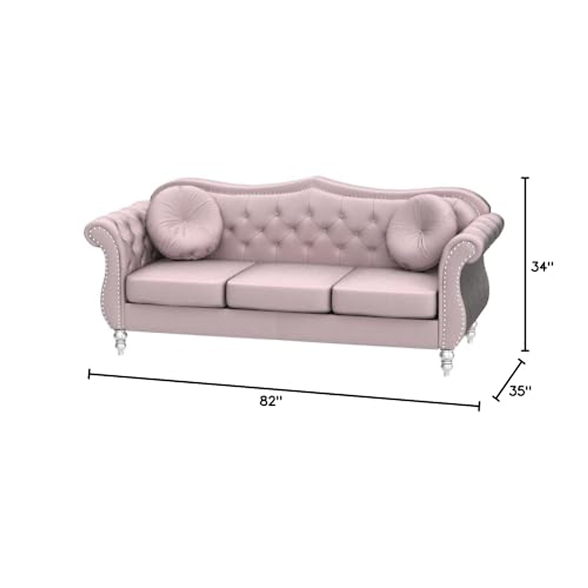 Glory Furniture Hollywood Velvet Sofa in Pink