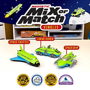 POPULAR PLAYTHINGS Mix or Match Vehicles 5, Magnetic Toy Play Set, Spacecraft Vehicles