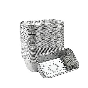 Waytiffer 50 Pack 1Lb mini Loaf Pans Heavy Duty Disposable Aluminum Foil Bread Tins Standard Size - 6" X 3.5" X 2.5" Oven Safe Sturdy Small Bread Tin Pans-1 Pound Loaf Pans