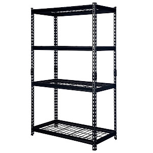 Pachira 36" W x 18" D x 60" H Adjustable Height 4-Shelf Steel Shelving Unit Utility Organizer Rack for Home, Office, and Warehouse, Black