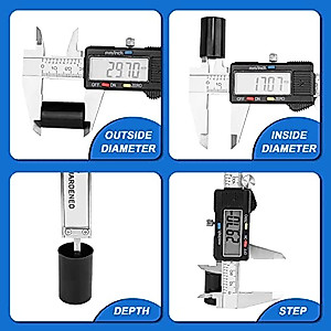 PTSTEL Digital Caliper, 6 Inch Electronic Digital Caliper Measuring Tool Accuracy with Large LCD Screen, Auto-Off Feature, Inch and Millimeter Conversion Stainless Steel Calipers for DIY/Household