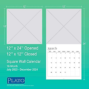 Large Print | 2024 12 x 24 Inch 18 Months Monthly Square Wall Calendar | July 2023 - December 2024 | Matte Paper | Plato | Easy to See Large Font