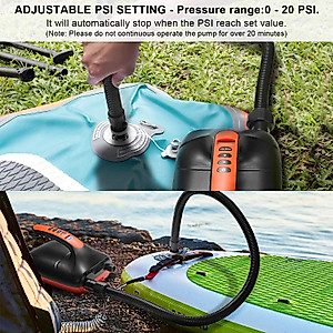 AGPTEK Air Pump, Electric Air Pump 20PSI Digital Electric Air Pump, 12V DC Car Connector, Intelligent Dual Stage & Auto-Off Function, Great for Paddle Boards, Inflatable Boats and Kayaks